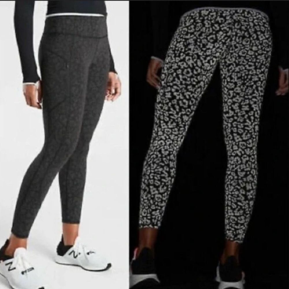 Athleta Rainier Reflective Tight Legging Black leopar… - Gem